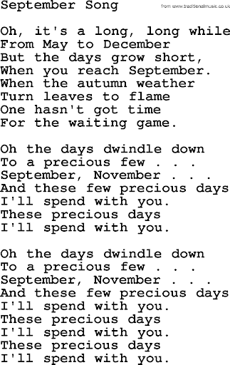 Behind The Song: "September Song," by Kurt Weill & Maxwell Anderson