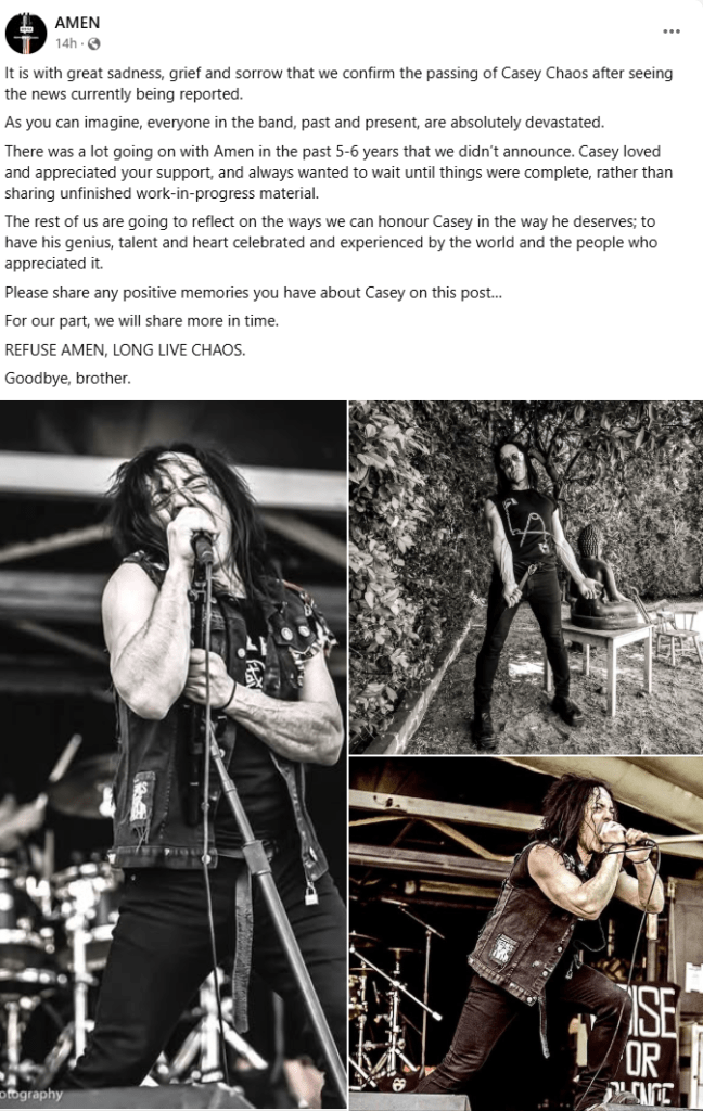 Amens Lead Singer And Professional Skateboarder Casey Chaos Dead At 59